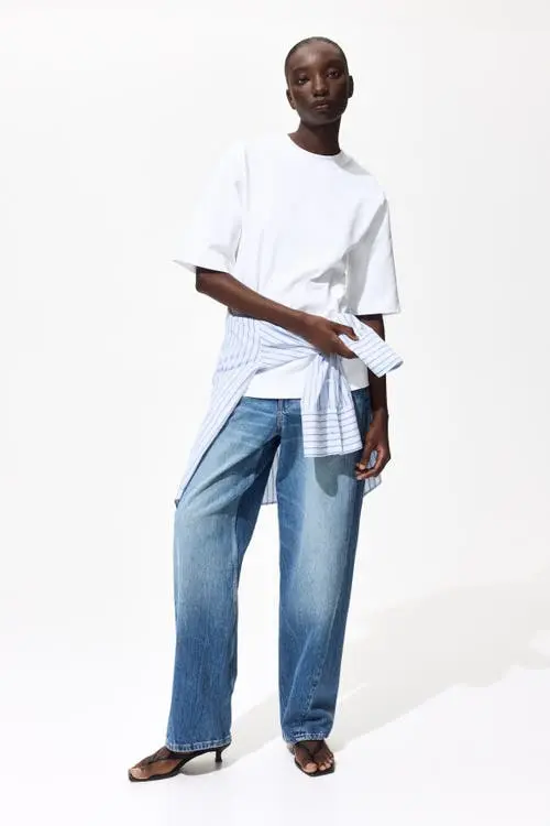 H&m Pima Cotton Interlock Jersey T-shirt - White