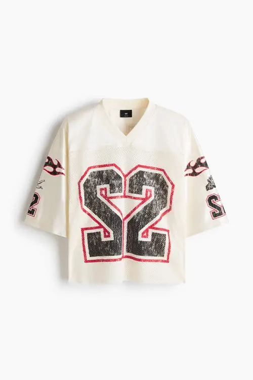 H&m Printed Mesh T-shirt - White/22