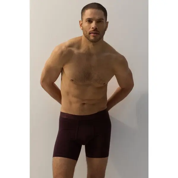 H&m 2-pack Mid-length Boxer Briefs With Lycra - Burgundy