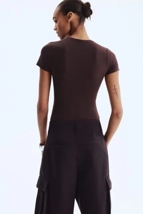 H&m Short-sleeved Microfibre Bodysuit