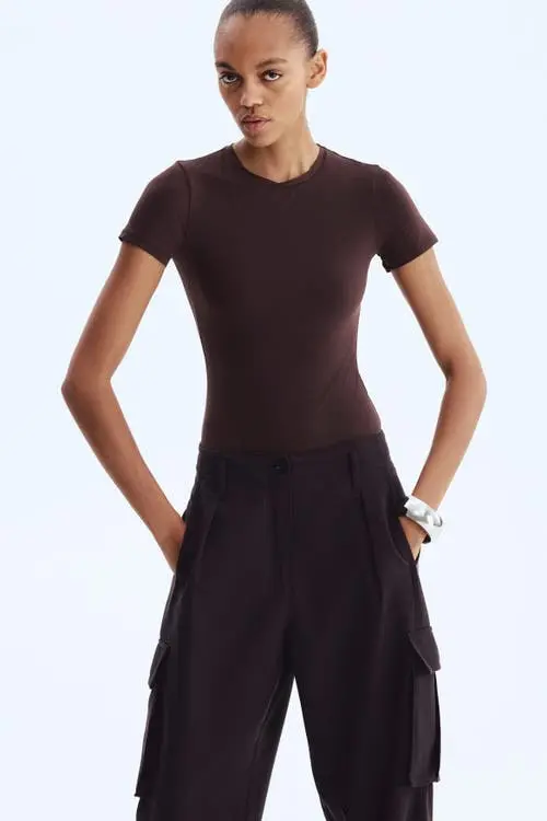 H&m Short-sleeved Microfibre Bodysuit
