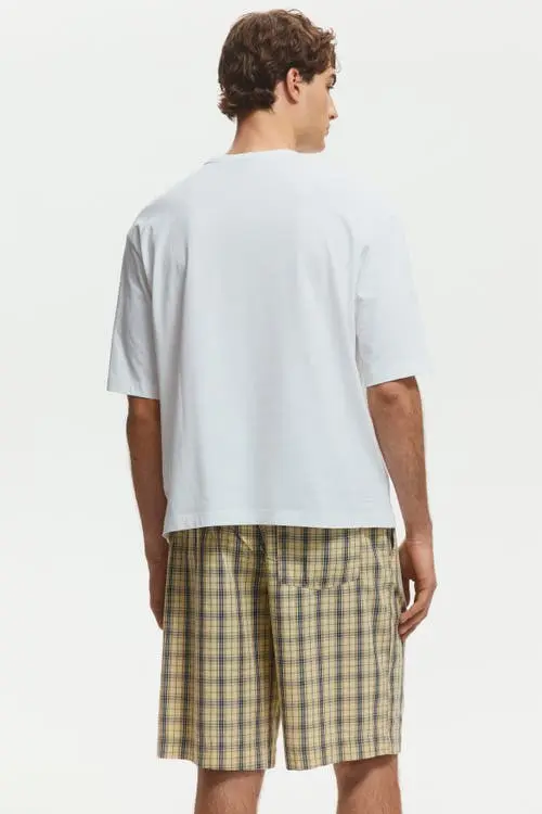 H&m 2-piece Cotton Loungewear Set - Light Yellow/ Checked