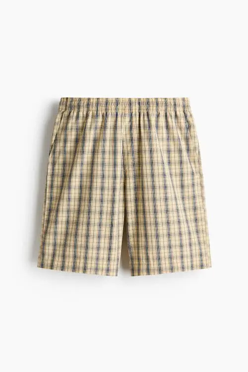 H&m 2-piece Cotton Loungewear Set - Light Yellow/ Checked