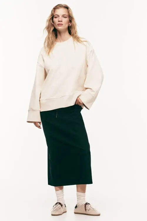 H&m Oversized Cotton Sweatshirt - Light Beige