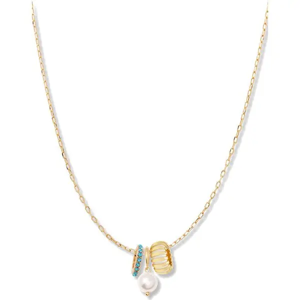 BROOK & YORK Gaby Faux Pearl And Birthstone Multipendant Necklace - Gold/december