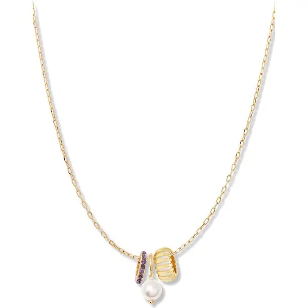 BROOK & YORK Gaby Faux Pearl And Birthstone Multipendant Necklace - Gold/february