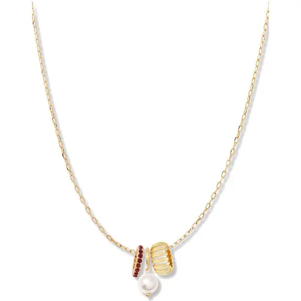 BROOK & YORK Gaby Faux Pearl And Birthstone Multipendant Necklace - Gold/january