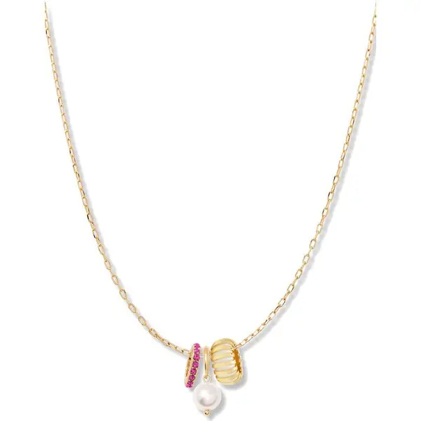 BROOK & YORK Gaby Faux Pearl And Birthstone Multipendant Necklace - Gold/july