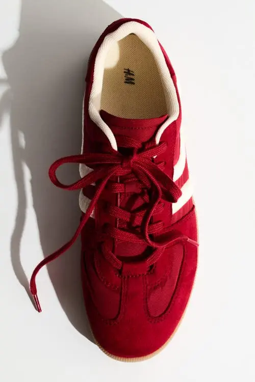 H&m Leopard Print Lace-up Trainers - Red/white