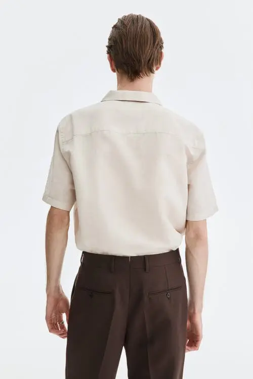 H&M Relaxed Fit Linen-blend Resort Shirt - Light Beige
