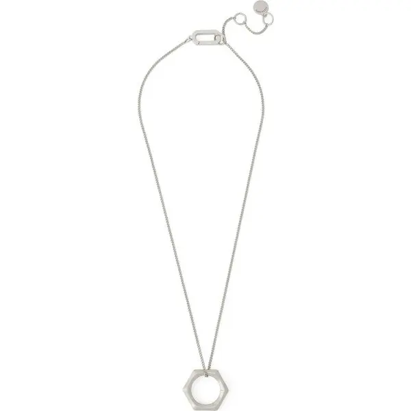 ALLSAINTS Textured Hexagonal Pendant Necklace - Warm Silver