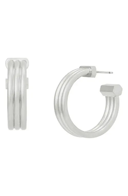 ALLSAINTS Tube Hoop Earrings - Warm Silver