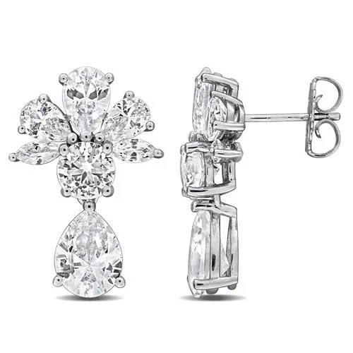 JULIANNA B. Lab-created White Sapphire Floral Drop Earrings - Sterling Silver