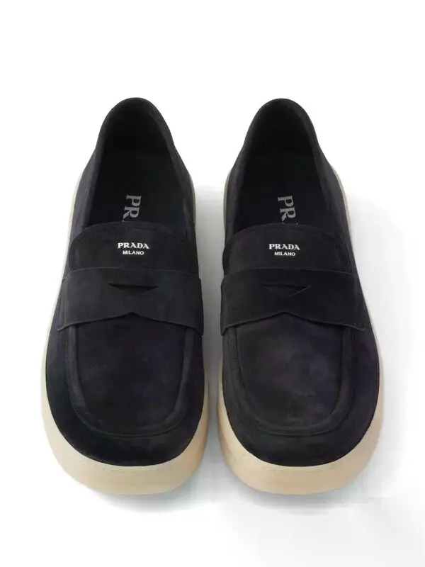 Prada Suede Penny-slot Loafers - Blue