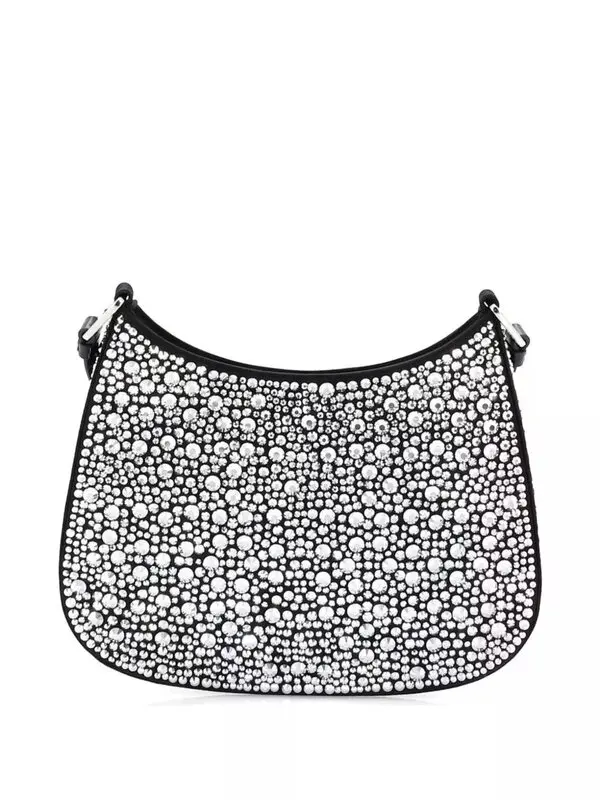 Prada Cleo Shoulder Bag Crystal Embellished Satin Small Crossbody Bag - Black