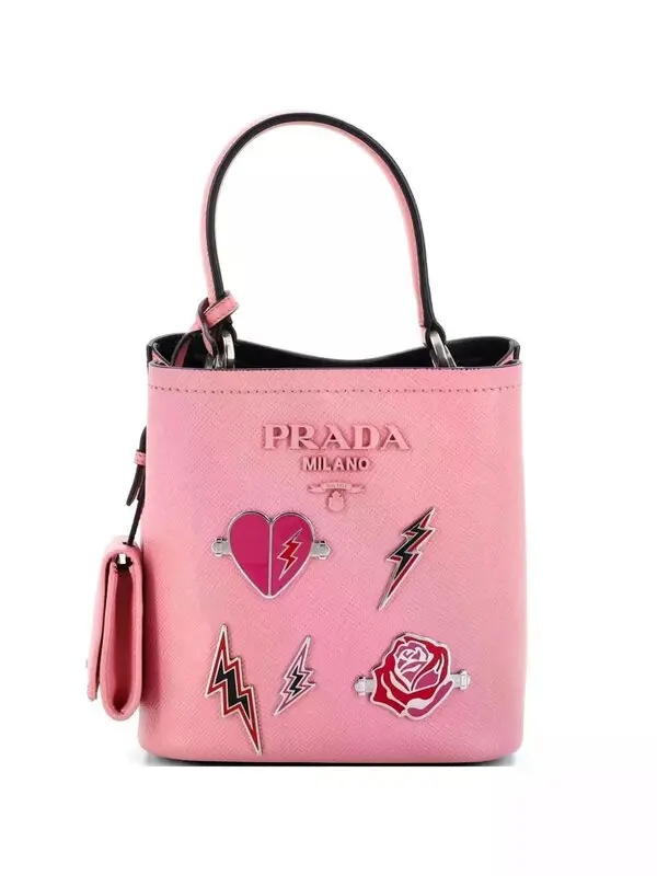 Prada Panier Embellished Saffiano Leather Bucket Bag