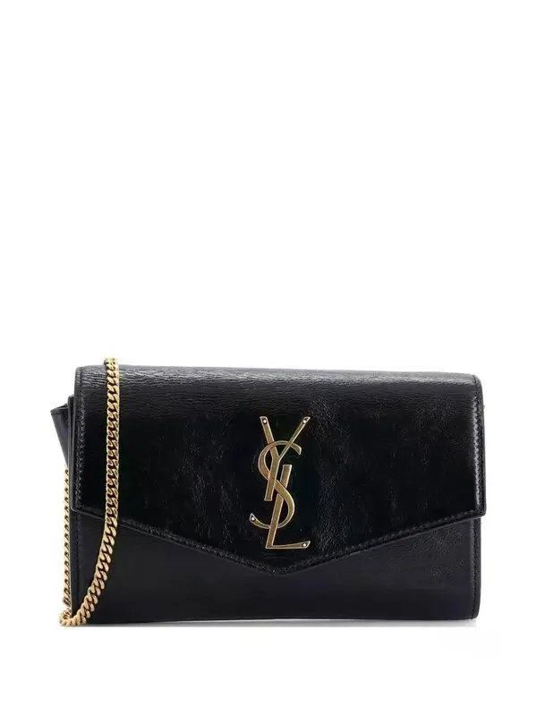Saint Laurent Uptown Chain Wallet Leather Crossbody Bag - Black
