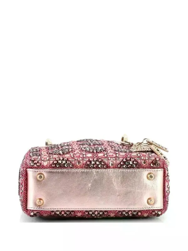 Dior Lady Beaded Satin Mini Satchel - Metallic