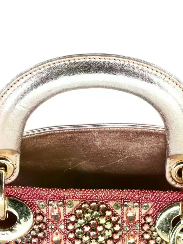 Dior Lady Beaded Satin Mini Satchel - Metallic
