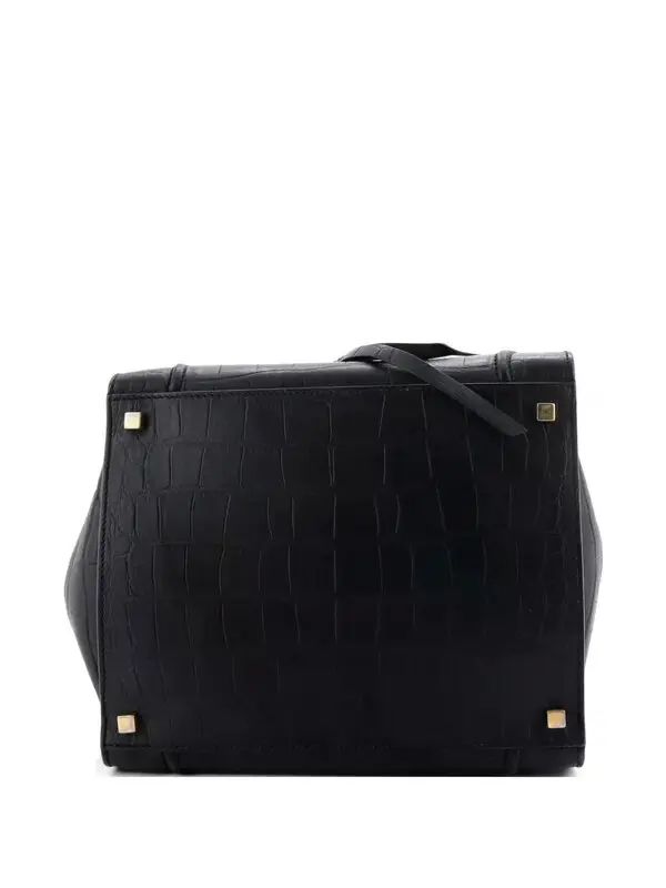 Celine Crocodile Embossed Leather Medium Tote Bag - Black