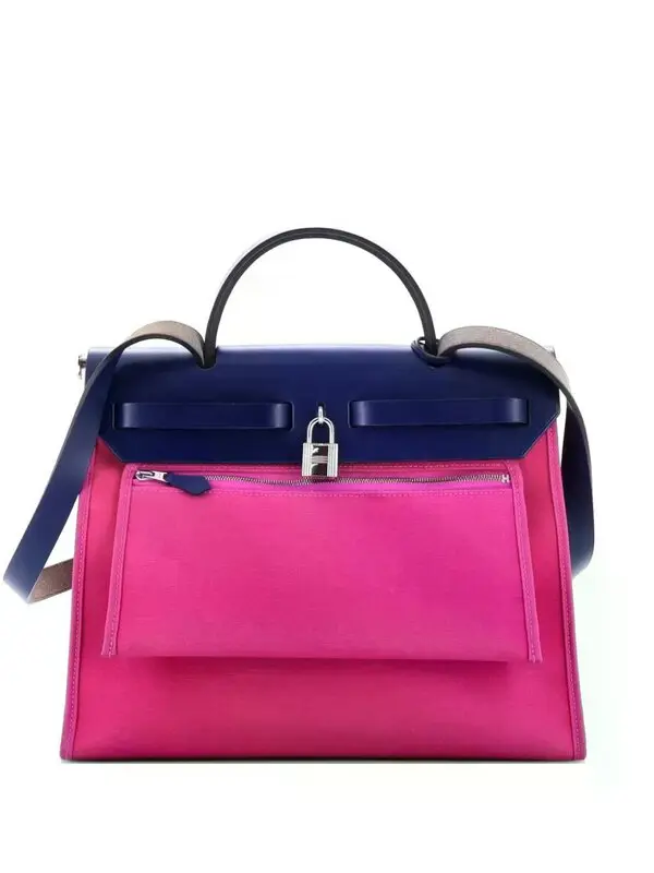 Hermès Herbag Zip Leather And Toile 31 Shoulder Bag