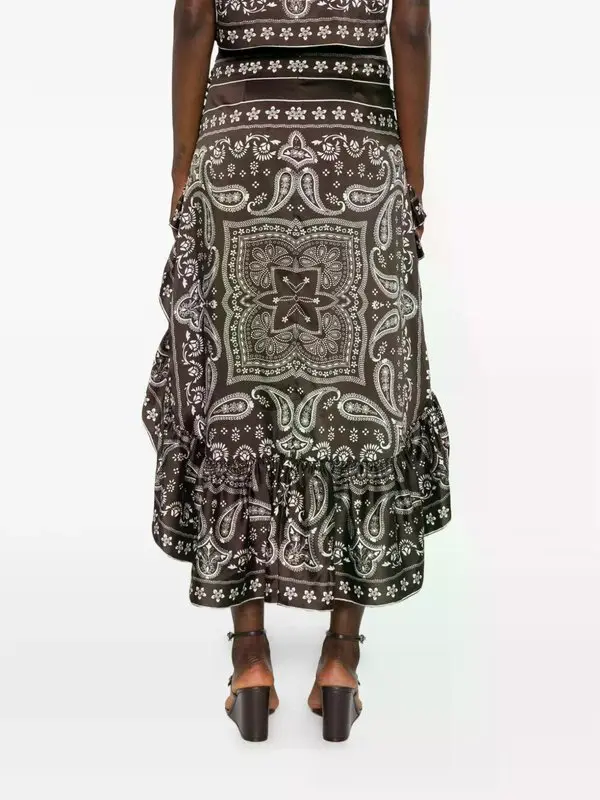 Sandro Asymmetrical Paisley-print Ruffled Skirt