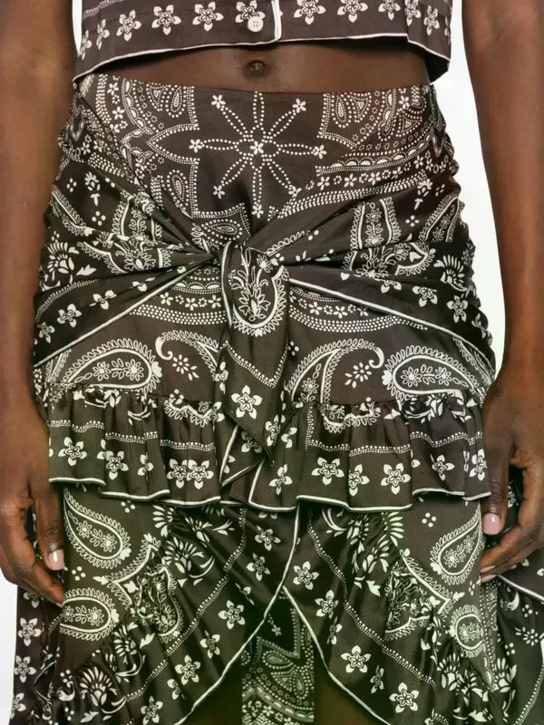 Sandro Asymmetrical Paisley-print Ruffled Skirt