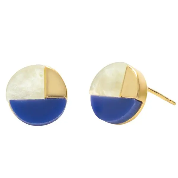 STARFISH PROJECT Radiant Horizon Stud Earrings - White/gold/blue