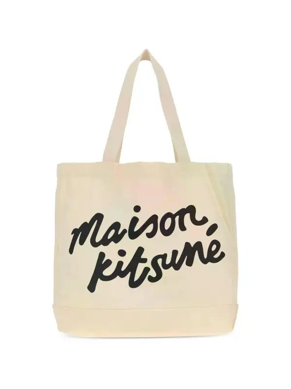 Maison Kitsuné Logo Print Tote Bag - Neutrals