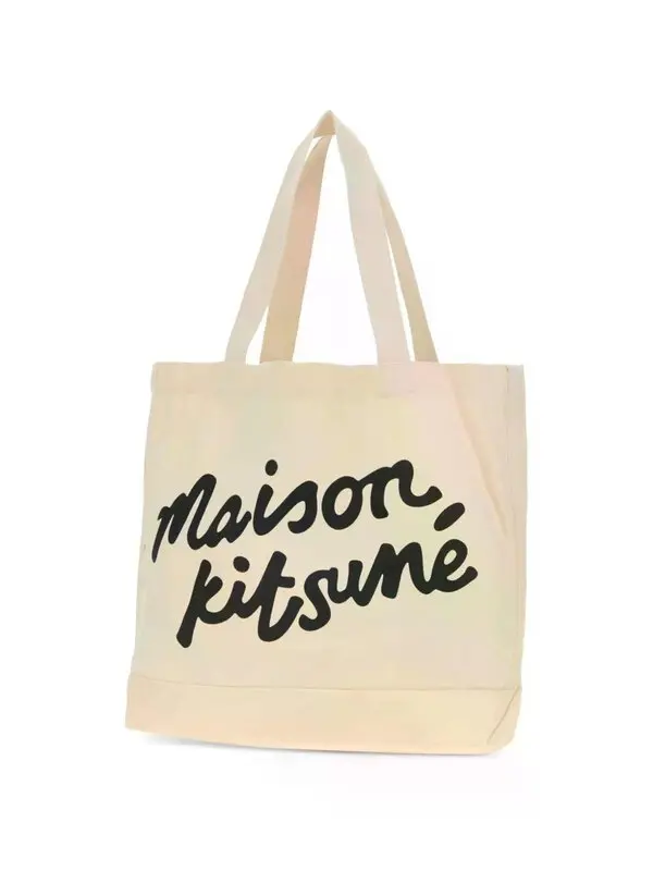 Maison Kitsuné Logo Print Tote Bag - Neutrals