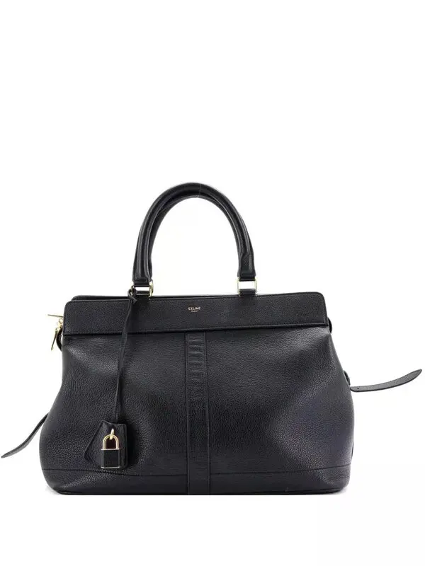 Celine Cabas De France Tote Leather Medium Satchel - Black