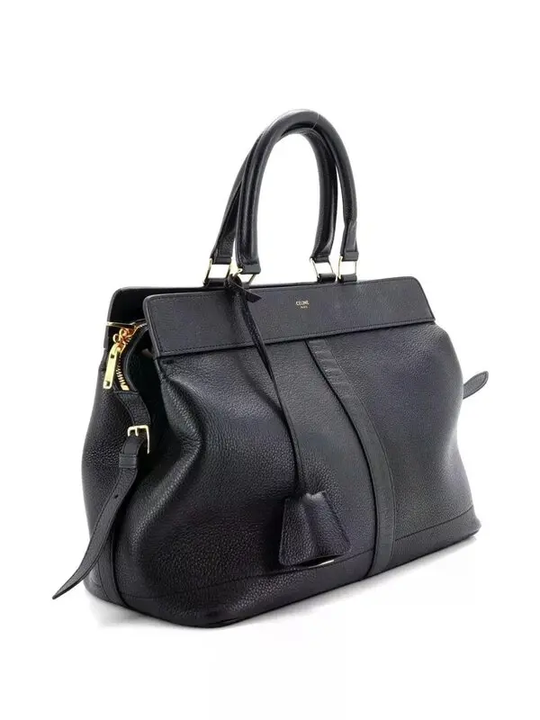 Celine Cabas De France Tote Leather Medium Satchel - Black