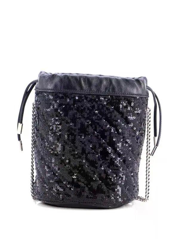 Gucci Gg Marmont Sequined Mini Bucket Bag - Black