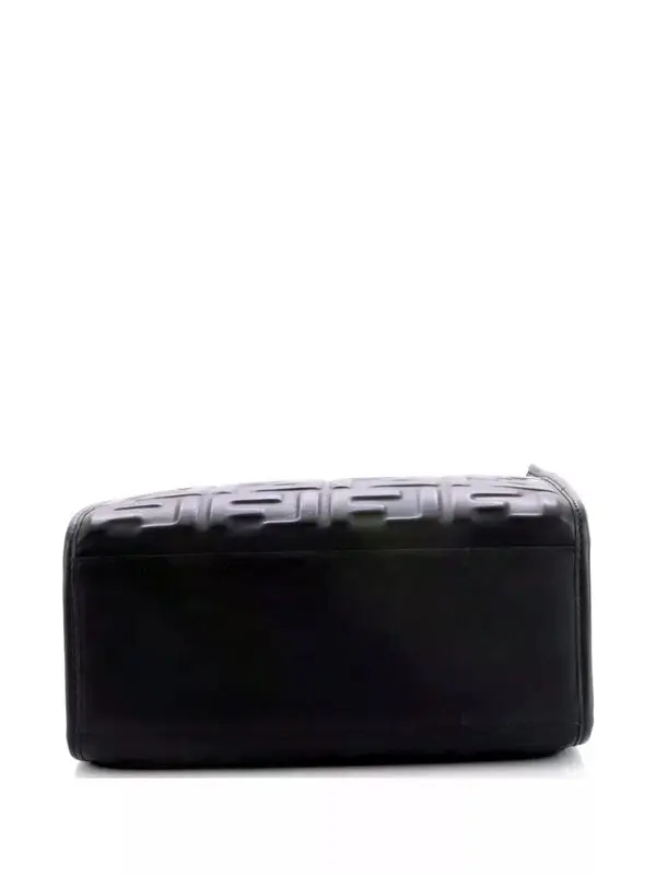 Fendi Sunshine Shopper Tote Zucca Embossed Leather Small Shoulder Bag - Black
