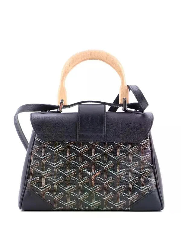 Goyard Saigon Top Handle Bag In Coated Canvas And Leather - Black