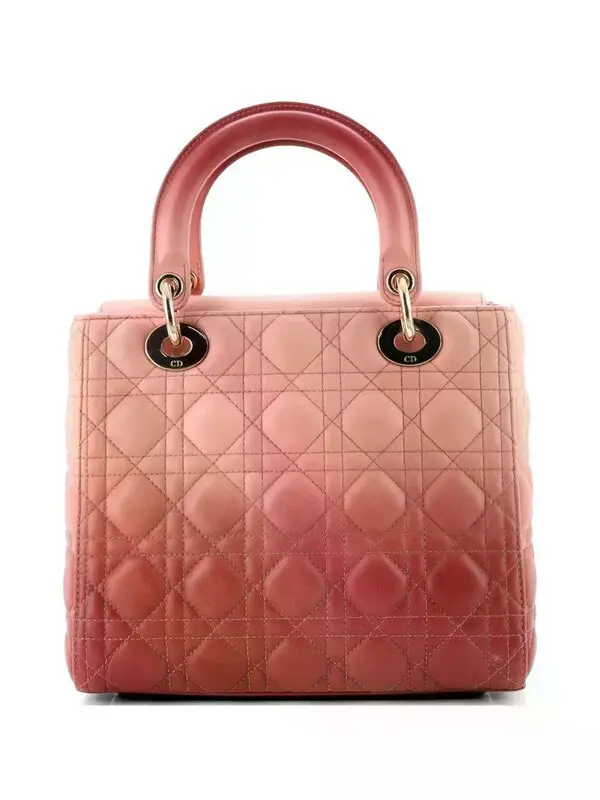 Dior Lady Cannage Quilt Lambskin Medium Satchel - Pink