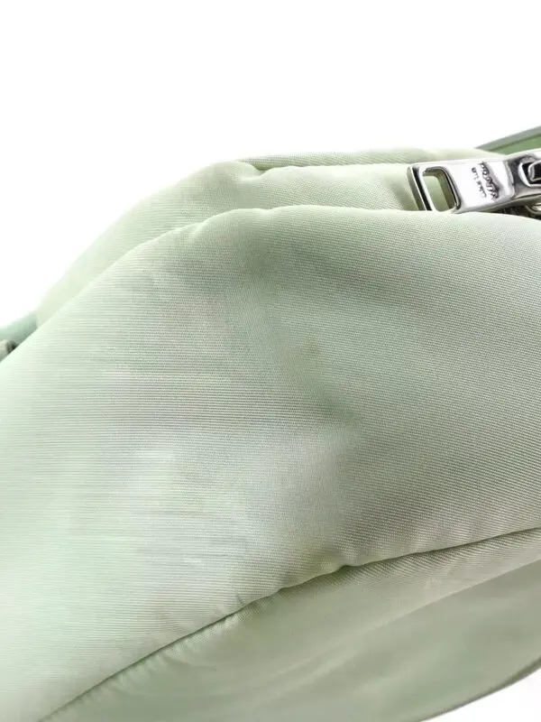 Prada Spazzolato Leather And Tessuto Crossbody Bag With Buckle - Green