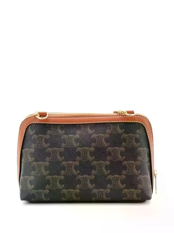 Celine Embroidered Triomphe Coated Canvas Shoulder Bag - Brown