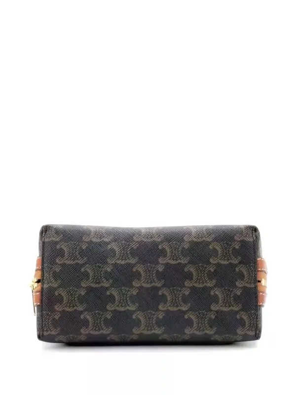 Celine Embroidered Triomphe Coated Canvas Shoulder Bag - Brown