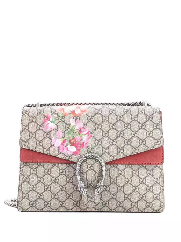 Gucci Dionysus Bag Blooms Print Gg Coated Canvas Medium Shoulder Bag - Brown