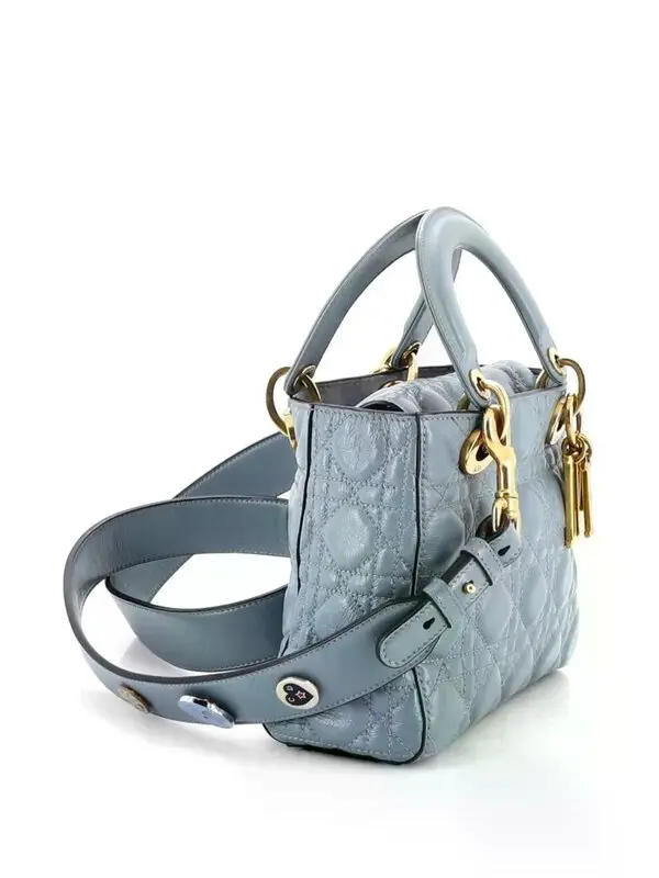 Dior Cannage Quilt Lambskin Satchel - Blue