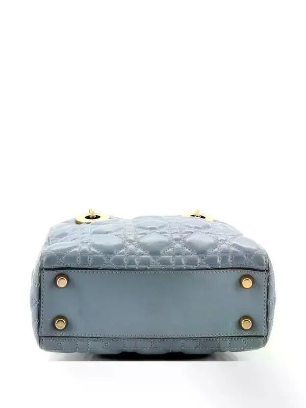 Dior Cannage Quilt Lambskin Satchel - Blue