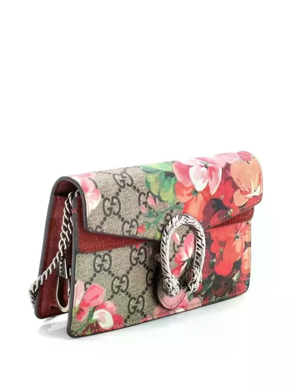 Gucci Dionysus Blooms Print Gg Coated Canvas Super Mini Crossbody Bag - Brown