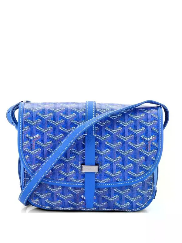 Goyard Belvedere Iii Messenger Bag In Coated Canvas With Leather - Blue