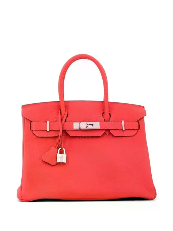 Hermès Birkin Handbag Togo With Palladium Hardware 30 Tote Bag - Red