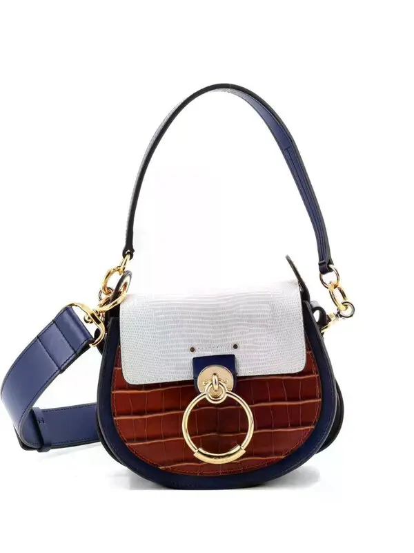 Chloé Tess Bag Crocodile And Lizard Embossed Leather Small Crossbody Bag - Blue