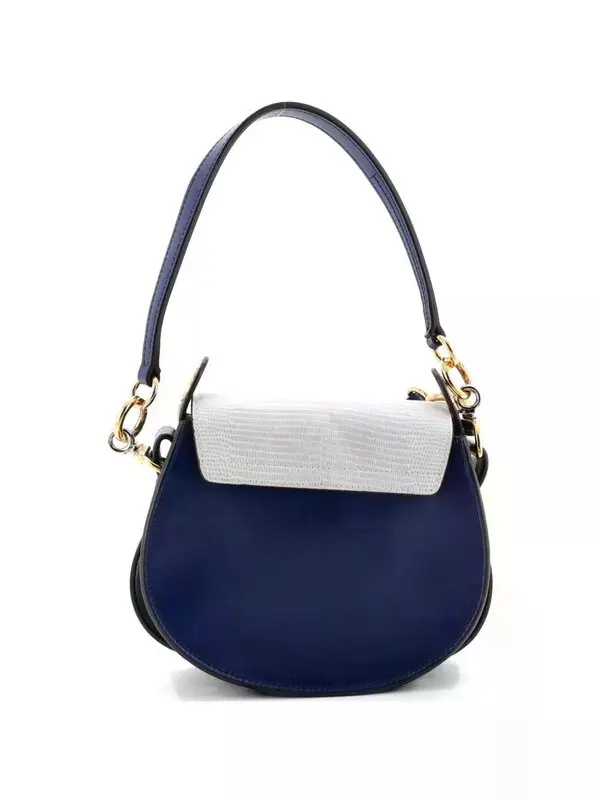 Chloé Tess Bag Crocodile And Lizard Embossed Leather Small Crossbody Bag - Blue