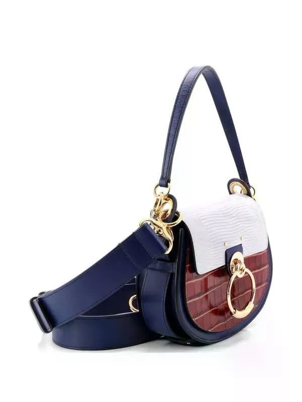 Chloé Tess Bag Crocodile And Lizard Embossed Leather Small Crossbody Bag - Blue