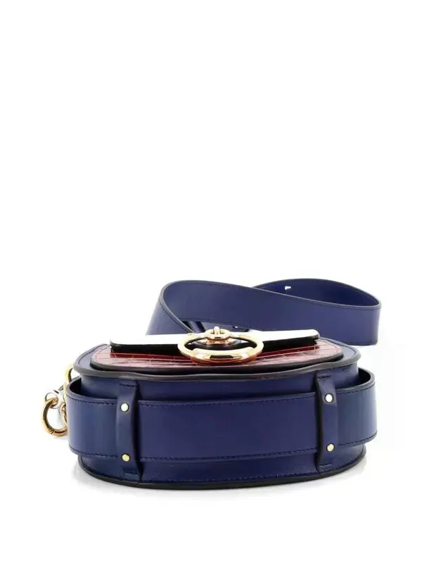Chloé Tess Bag Crocodile And Lizard Embossed Leather Small Crossbody Bag - Blue