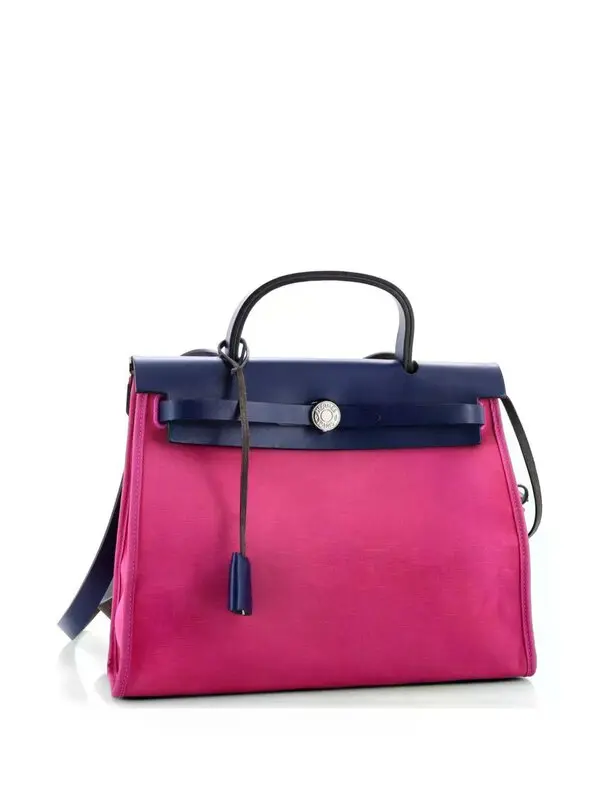 Hermès Herbag Zip Leather And Toile 31 Shoulder Bag - Blue